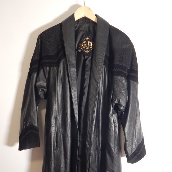 G-III | Jackets & Coats | Vintage Giii Full Length Black Womans Leather ...